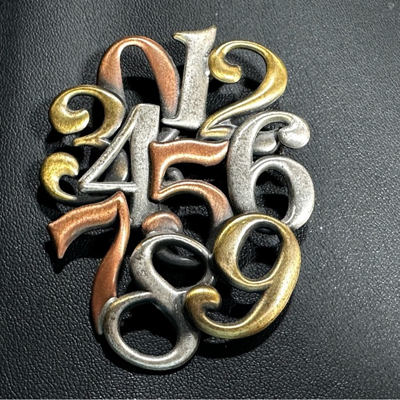 K & T | Jewelry | 525 Vintage K T Tri Color Jumbled Numbers Brooch ...